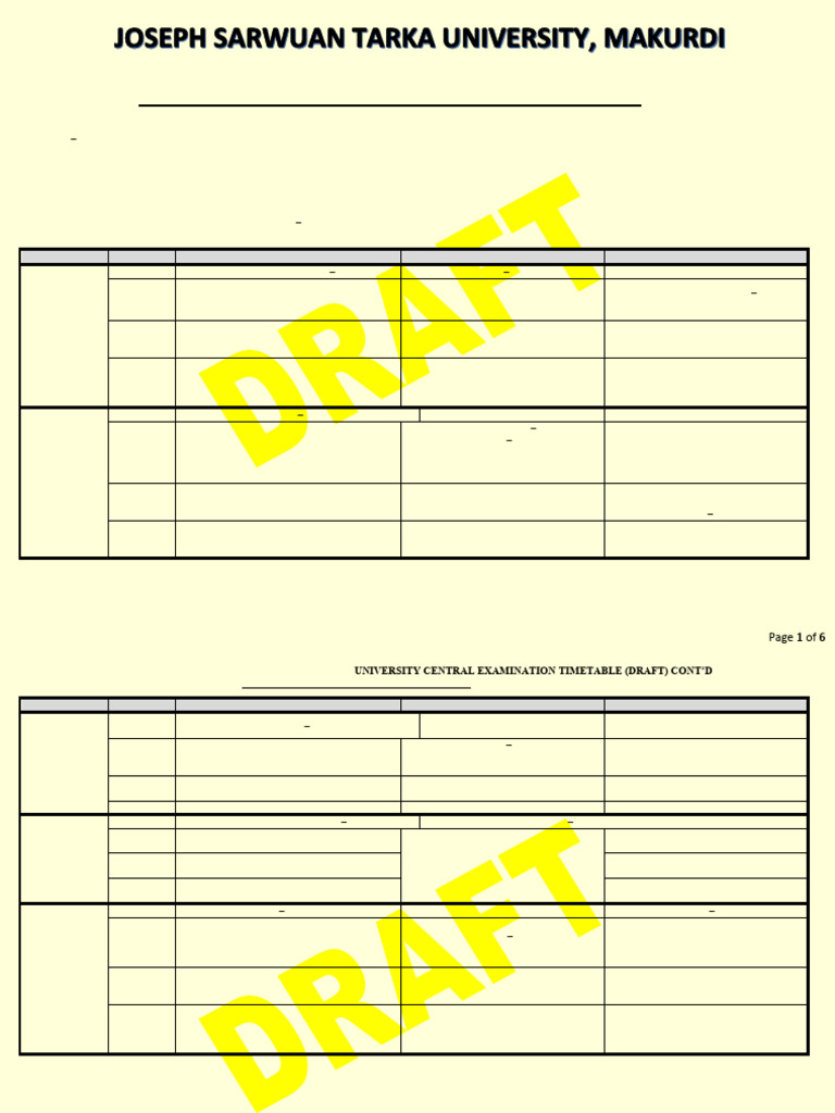 Draft-2nd sem. 2024-2025 exam timetable | PDF