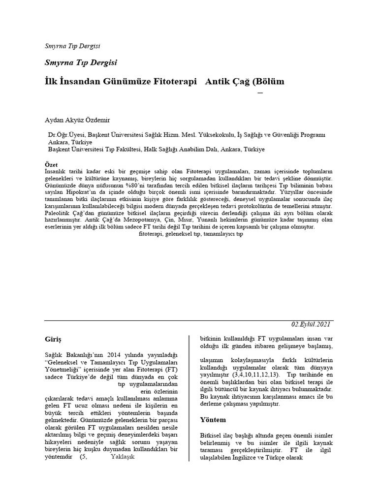 Ilk Çagdan Günümüze Fitoterapi - 1.bölüm | PDF