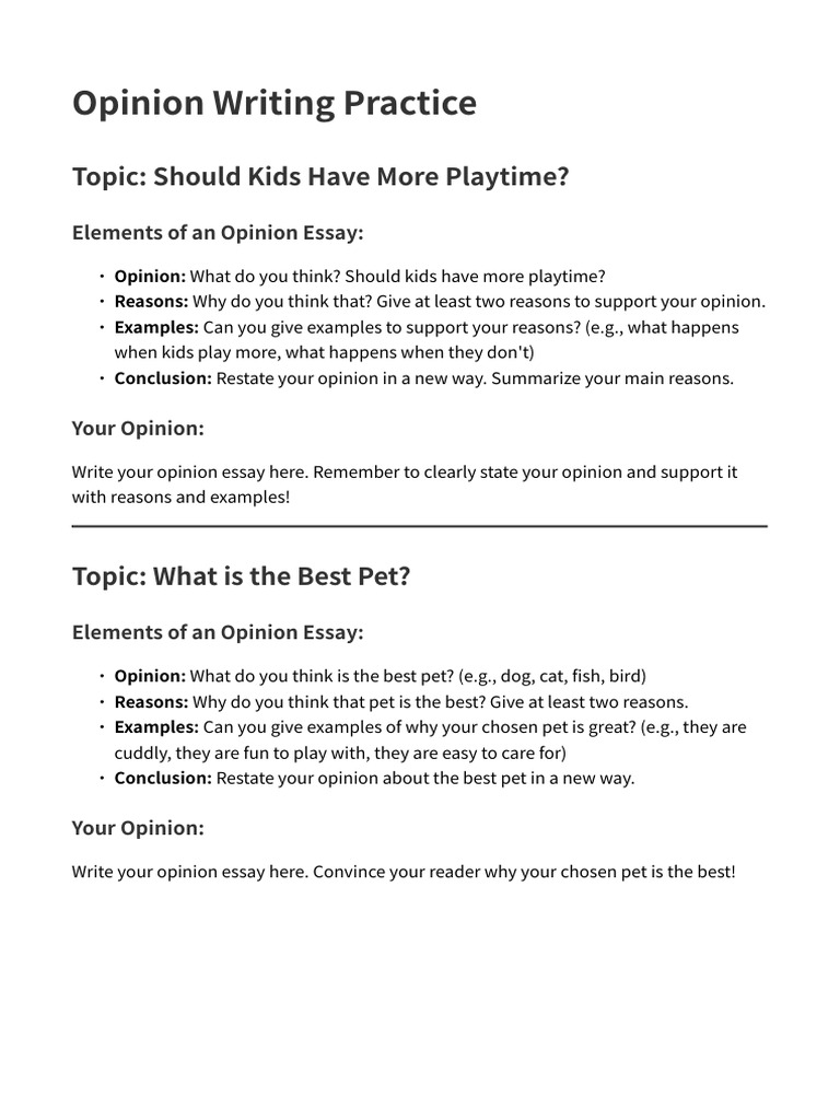 Opinion Essay Writing Guide | PDF