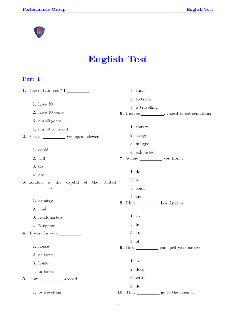 English Language Proficiency Test | PDF