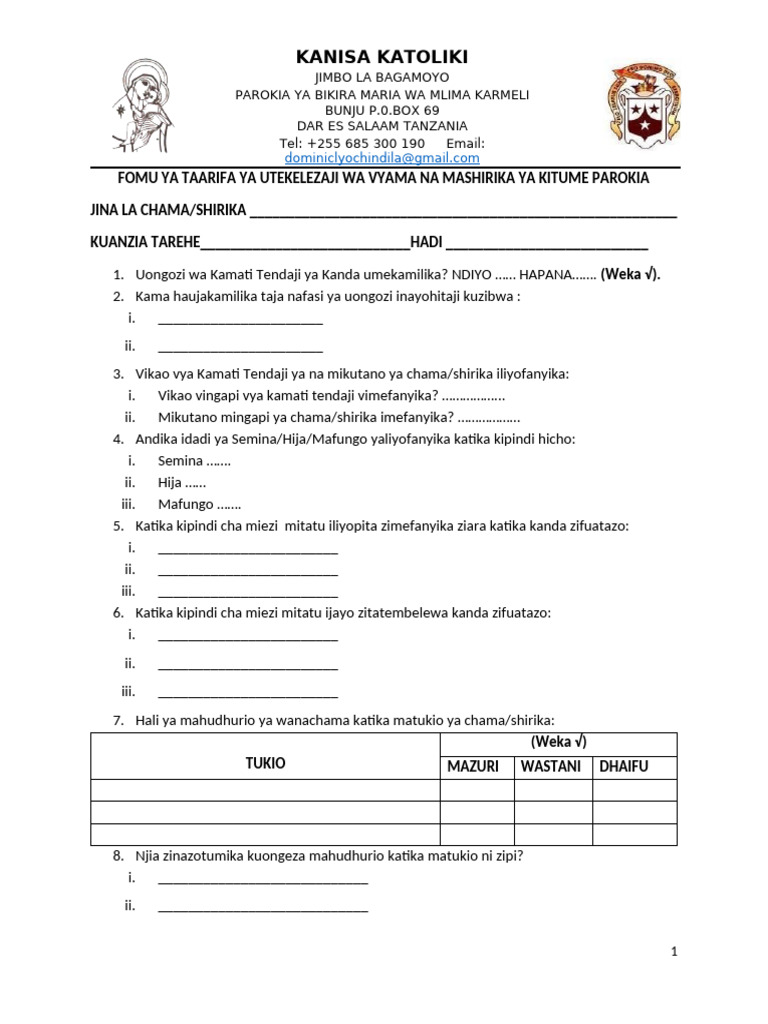 Jedwali La Taarifa Ya Utekelezaji | PDF