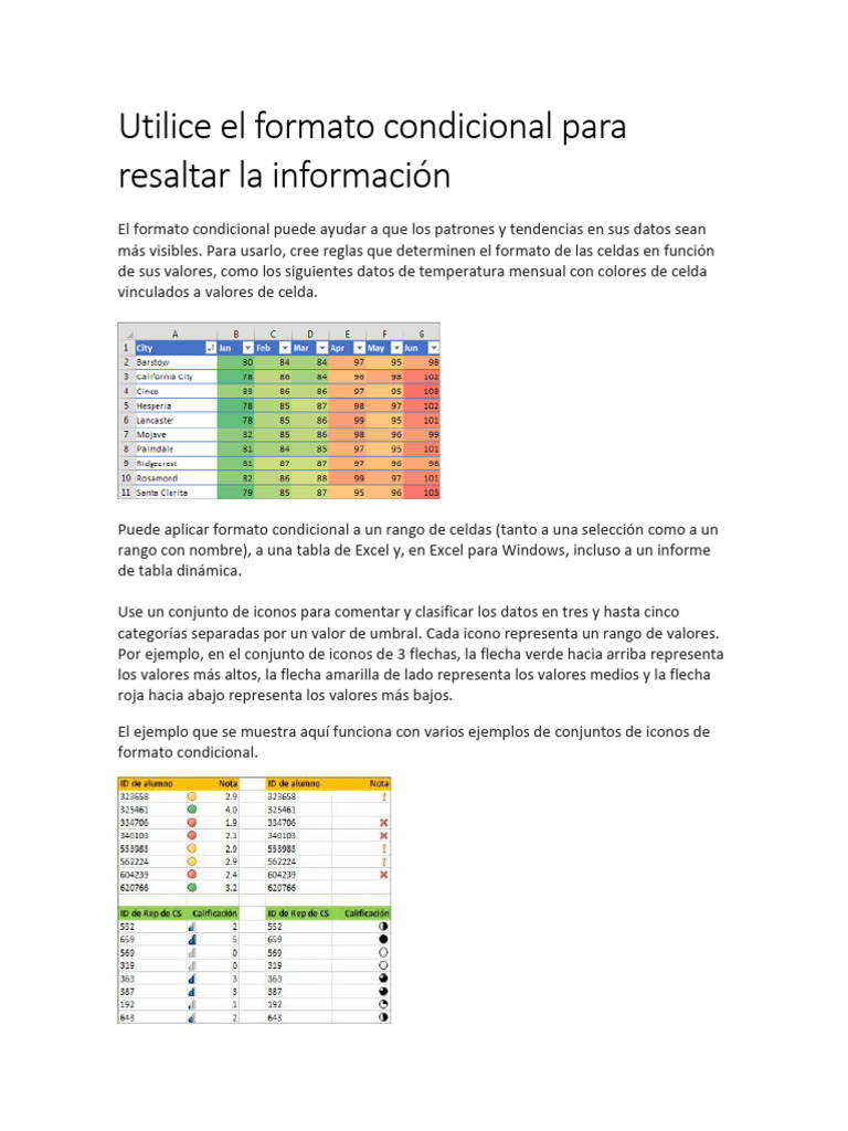 Ejercicios de Formato Condicional | PDF | Microsoft Excel | Color