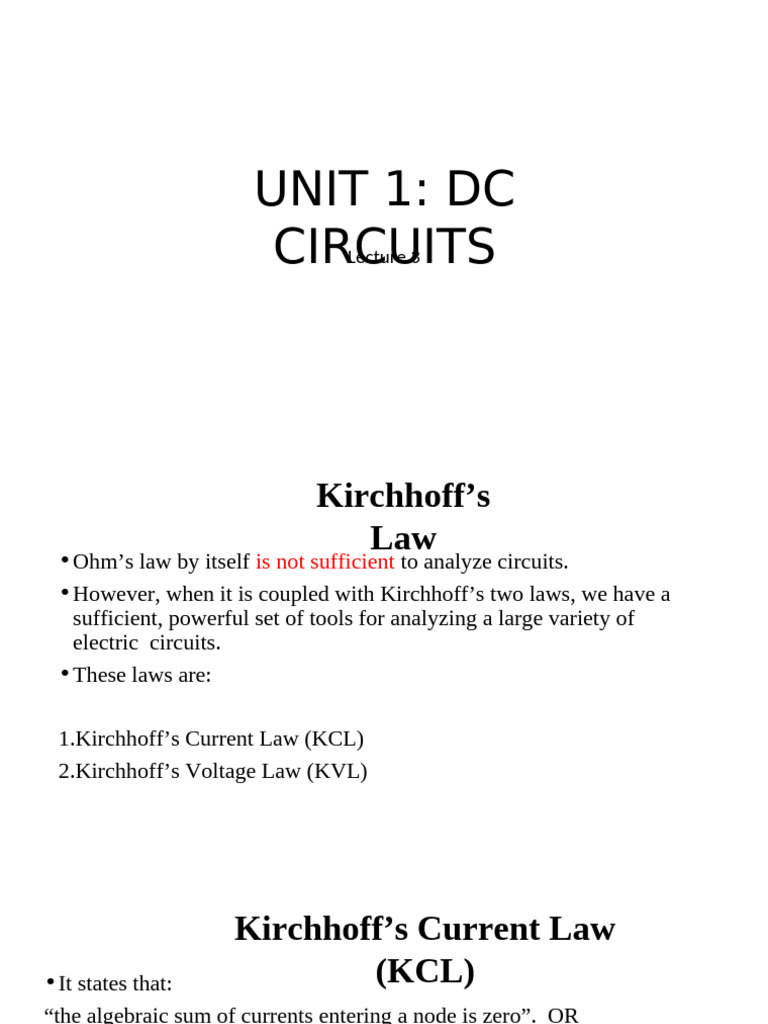 Understanding Kirchhoff's Laws in DC Circuits | PDF | Electrical ...