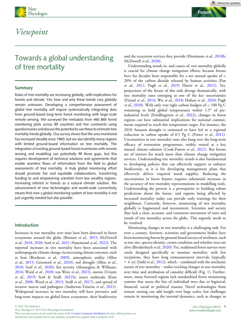 Global Tree Mortality Trends Assessment | PDF | Forests | Climate Change