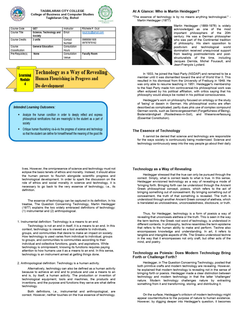 Heidegger's Philosophy on Technology | PDF | Liberal Arts Education