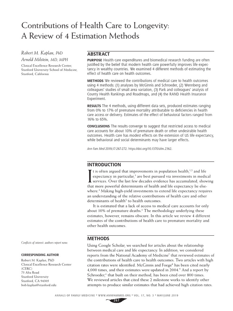 Health Care's Impact on Longevity: A Review | PDF | Life Expectancy | Death