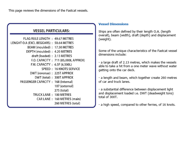 Vessel Dimensions | PDF