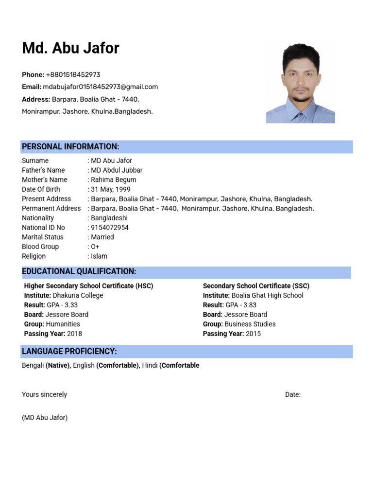 2.MD Abu Jafor - CV | PDF