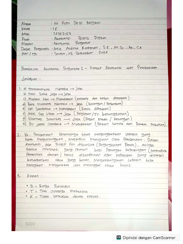 Ni Putu Devi Anjani - 25752153 - Kelas 1e | PDF