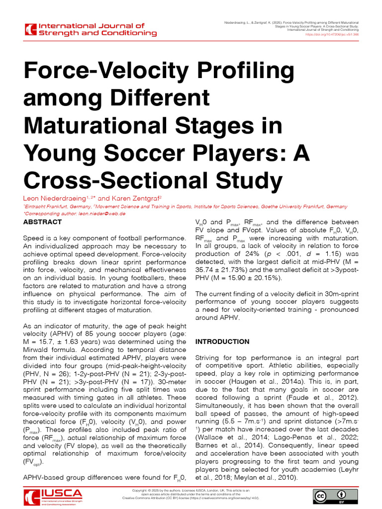 Force-Velocity Profiling in Young Soccer Players | PDF | Analysis Of ...