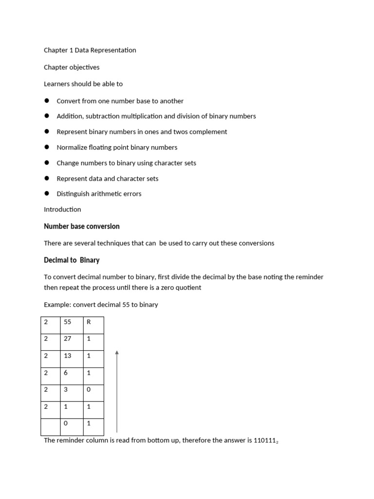 Chapter 1 Data Representation-WPS Office | PDF | Binary Coded Decimal | Numbers