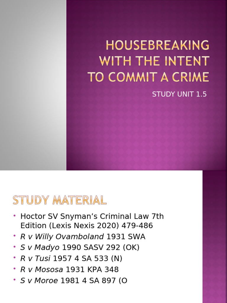 SU 1.5 - Housebreaking | PDF