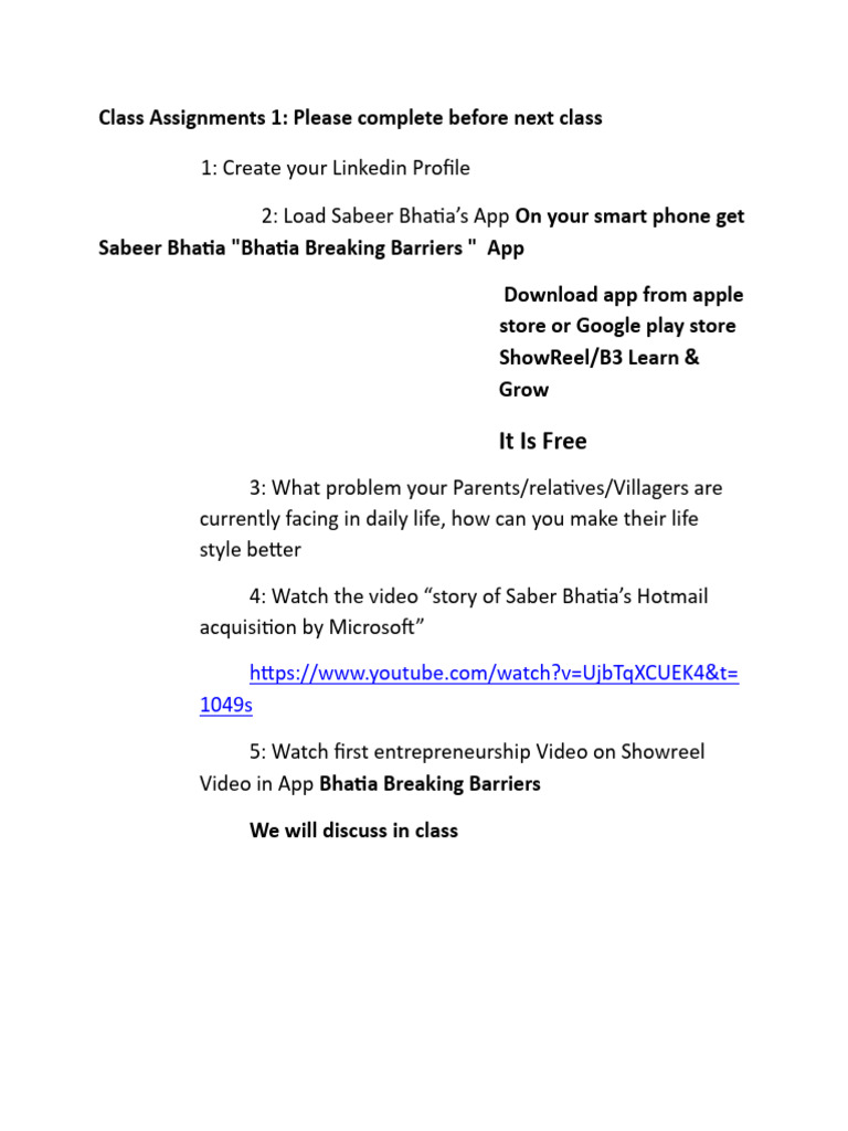 Entrepreneurship (Code IC 501) Class Assignments 01 | PDF
