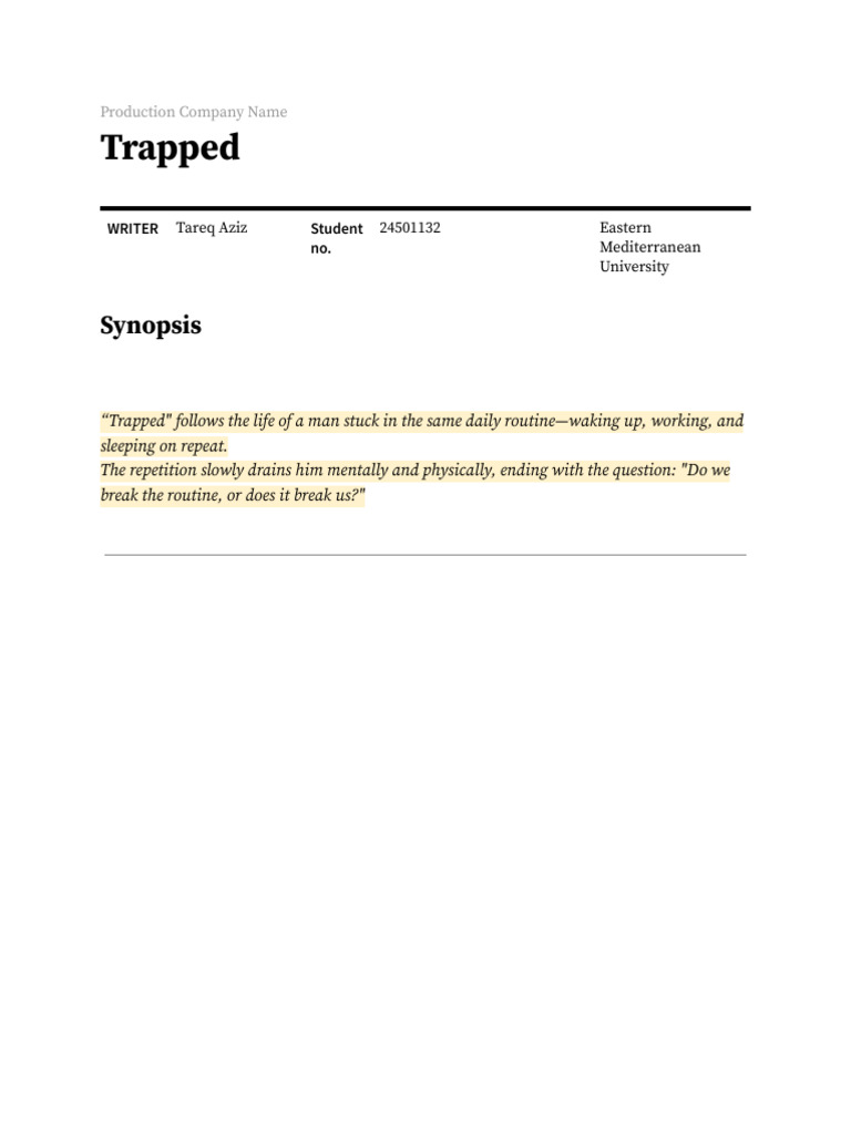Film Synopsis Template | PDF