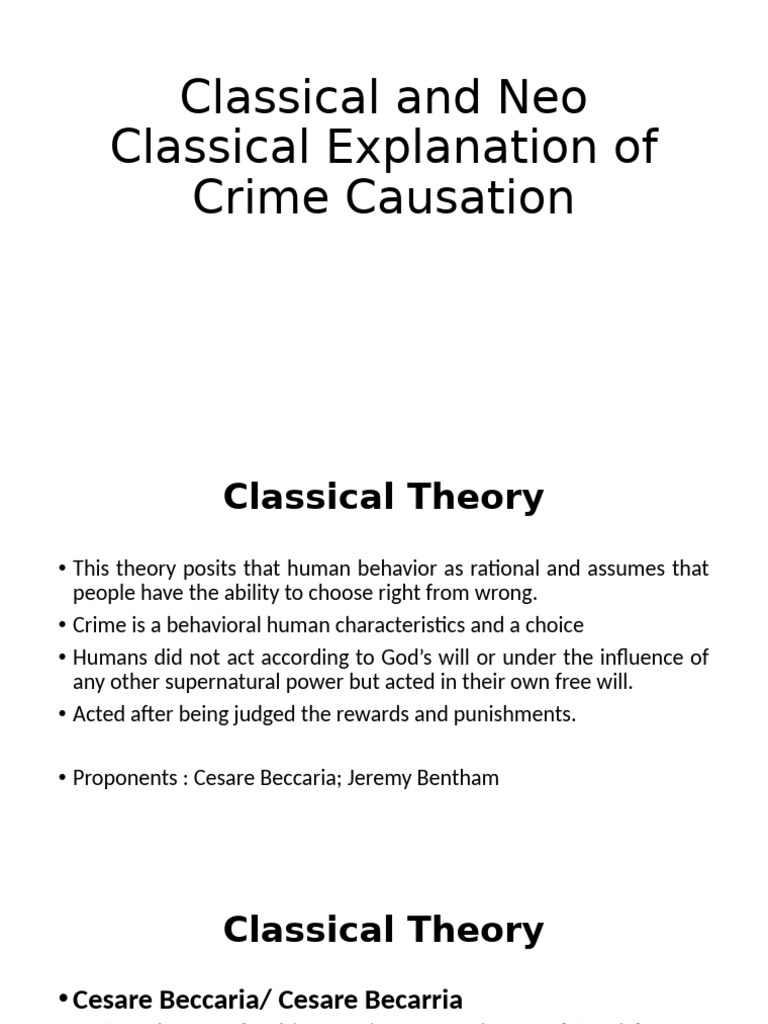 Classical and Neoclassical Theories of Crime | PDF | Crimes | Crime ...