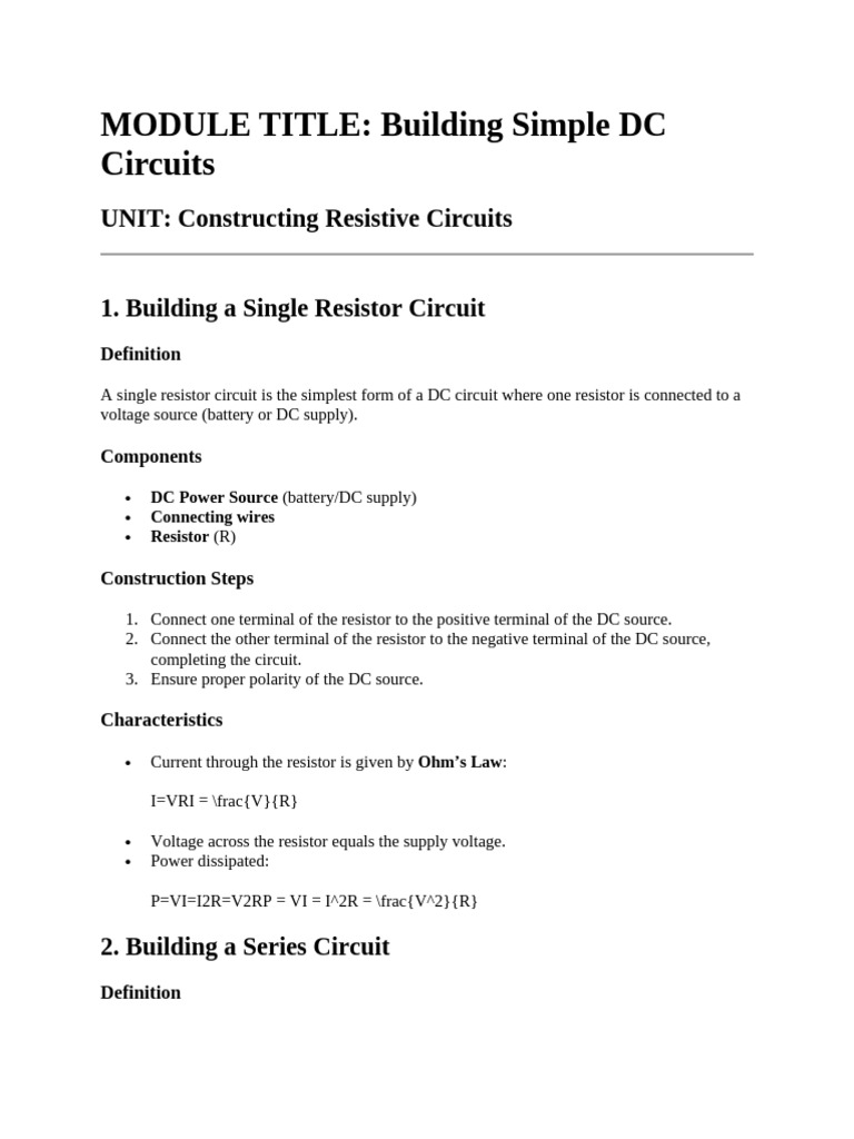 Building Simple DC Circuits | PDF | Series And Parallel Circuits | Resistor