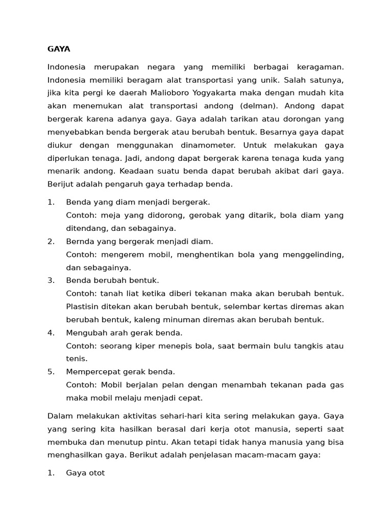Materi IPAS - Gaya | PDF