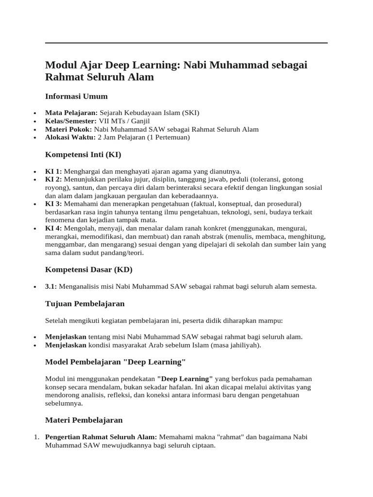 Contoh Modul Ajar Deep Learning Gemini | PDF