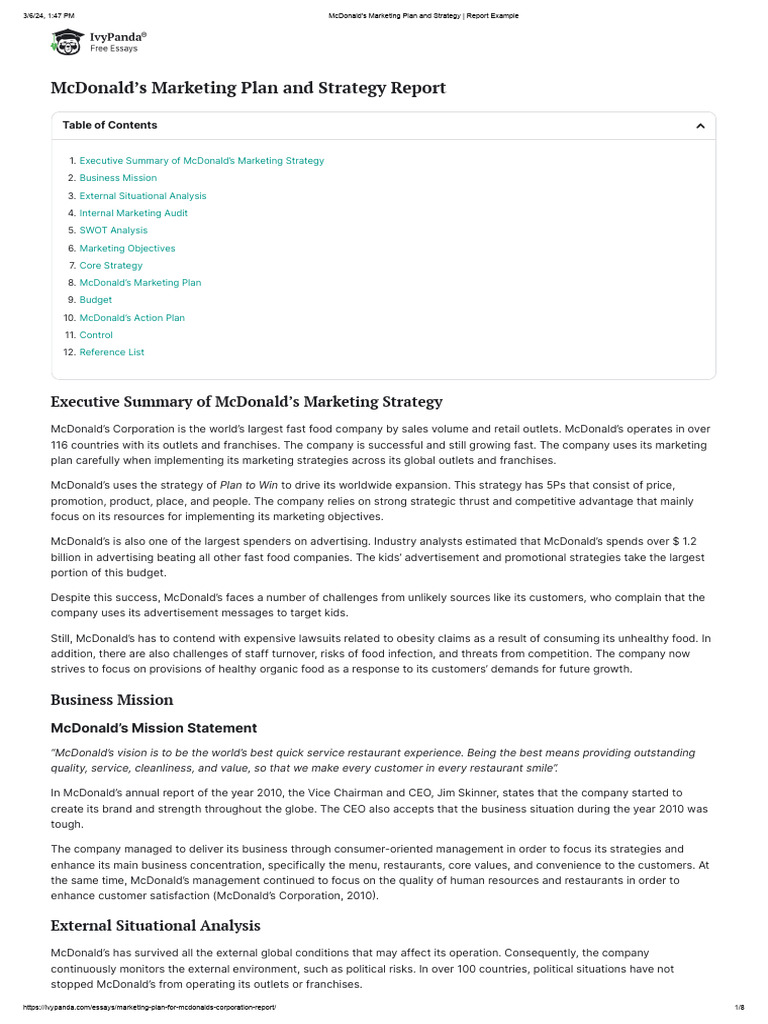 McDonald's Marketing Strategy Overview | PDF | Pricing | Mc Donald's