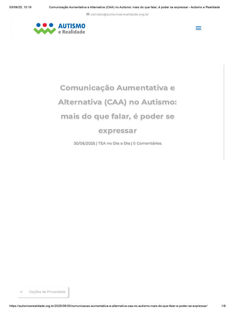 CAA no Autismo: Comunicação e Inclusão | PDF | Autismo | Comunicação