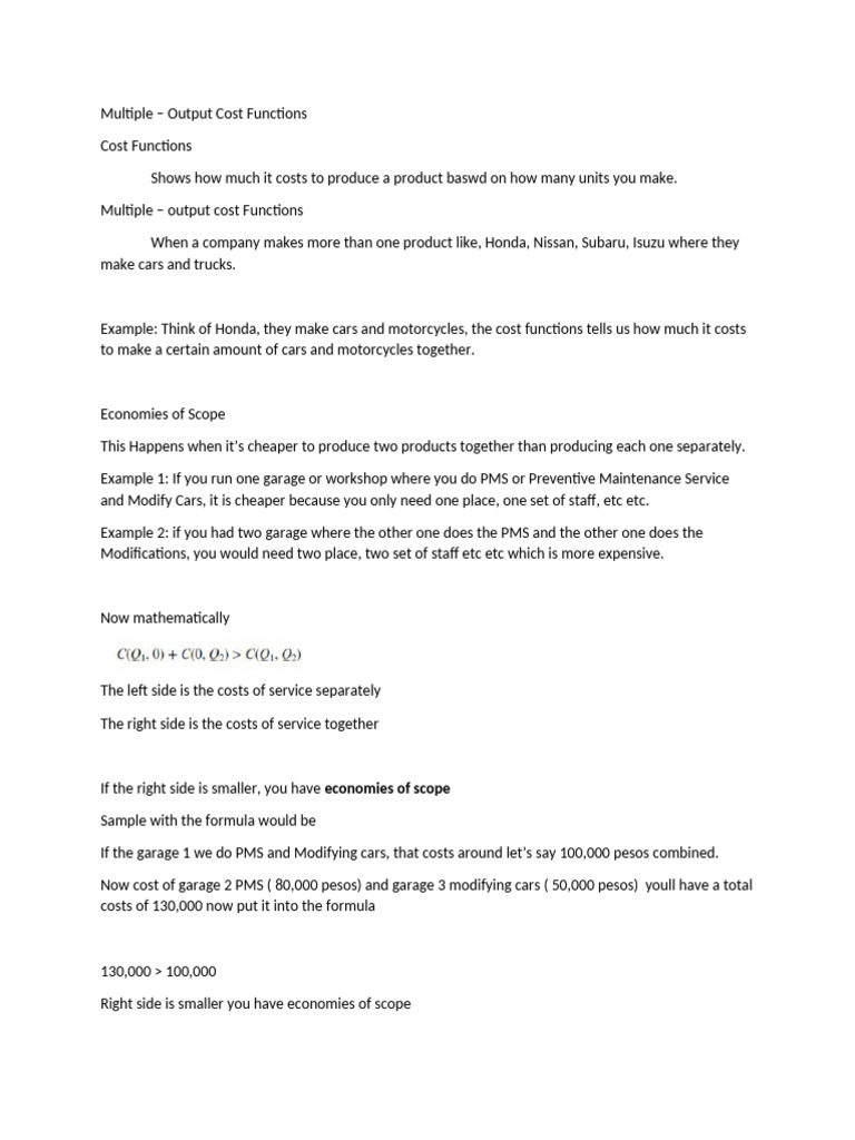 Written Report Multiple Cost Functiions | PDF | Doughnut | Economics
