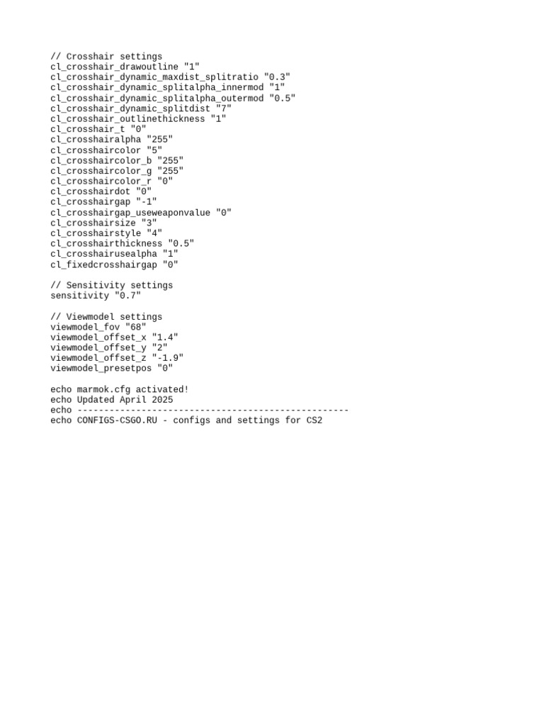 Marmok's CS2 Crosshair Settings | PDF