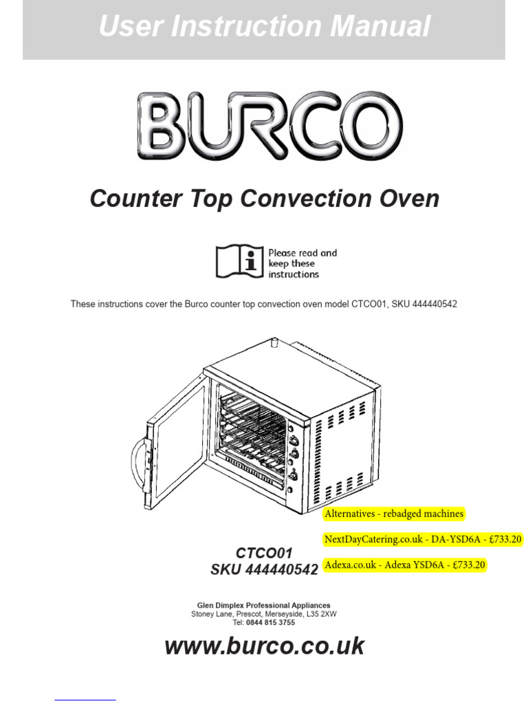 Burco Ctco01 Oven Maunual | PDF | Oven | Grilling