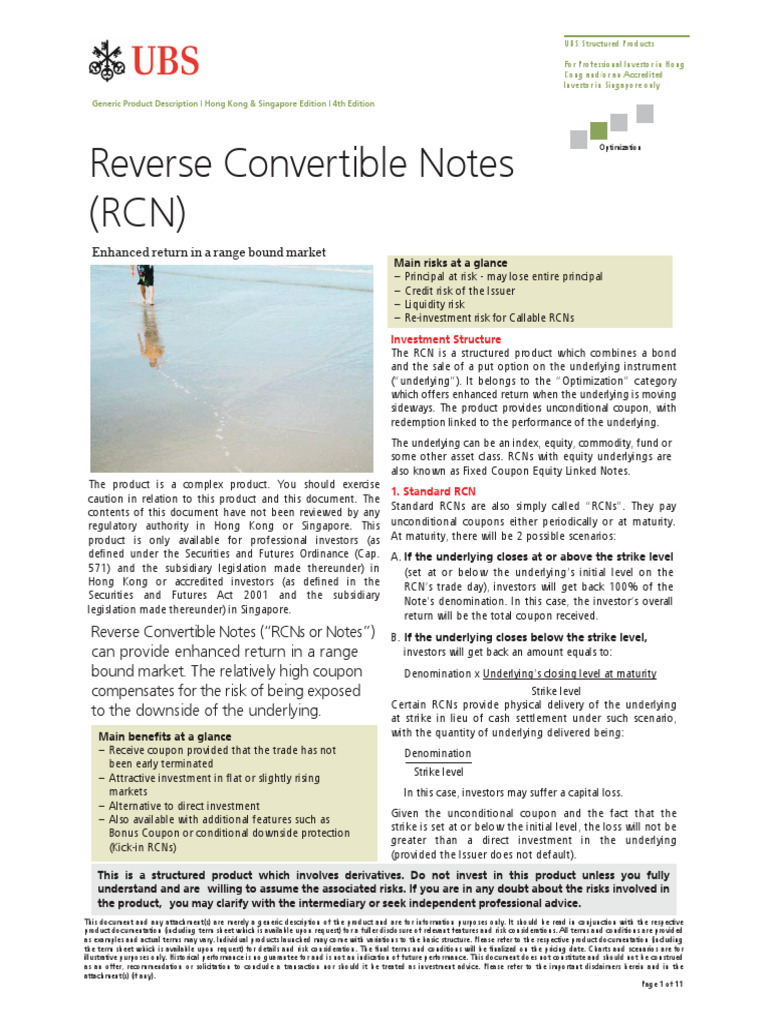 Overview of Reverse Convertible Notes | PDF | Derivative (Finance ...