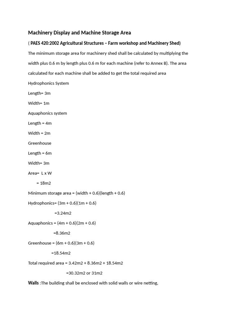 Machinery Display and Machine Storage Area | PDF
