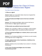 Class 9 Democratic Rights Notes+ Q&A | PDF | Social Ethics | Rights
