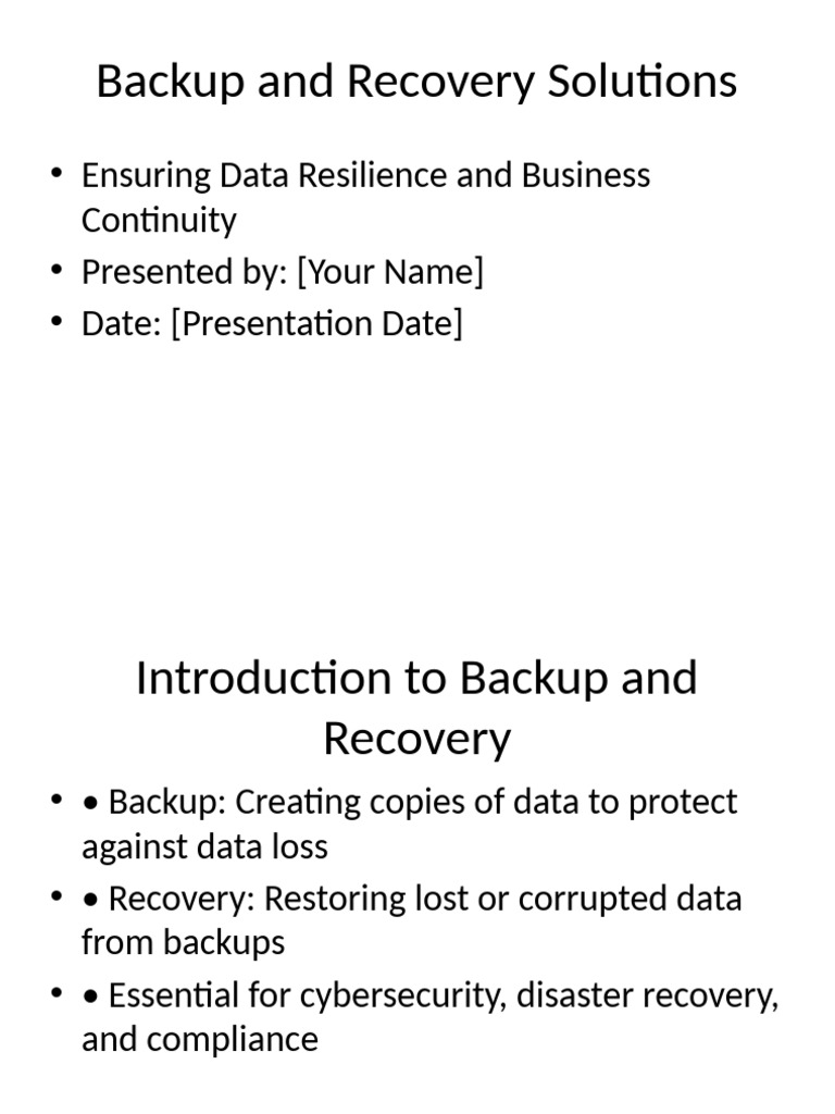 Essential Backup and Recovery Solutions | PDF