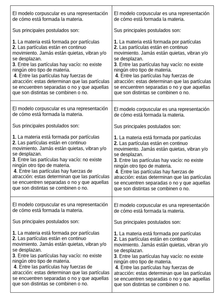 El Modelo Corpuscular Es Una Representación de Cómo Está Formada La ...
