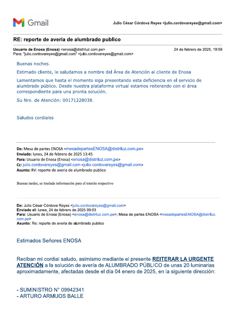 Reporte de Averia Alumbrado Público | PDF