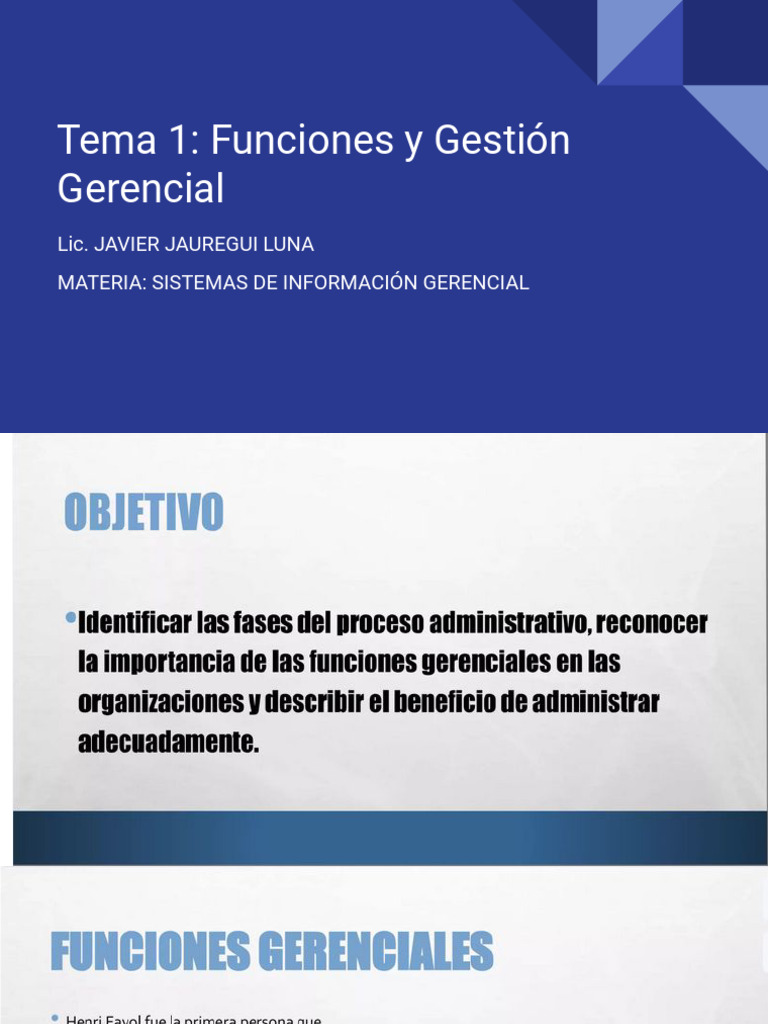 2.-Tema #1 Funciones y Gestion Gerencial | PDF