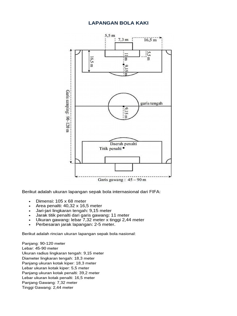 Ukuran Lapangan Bola Kaki FIFA | PDF