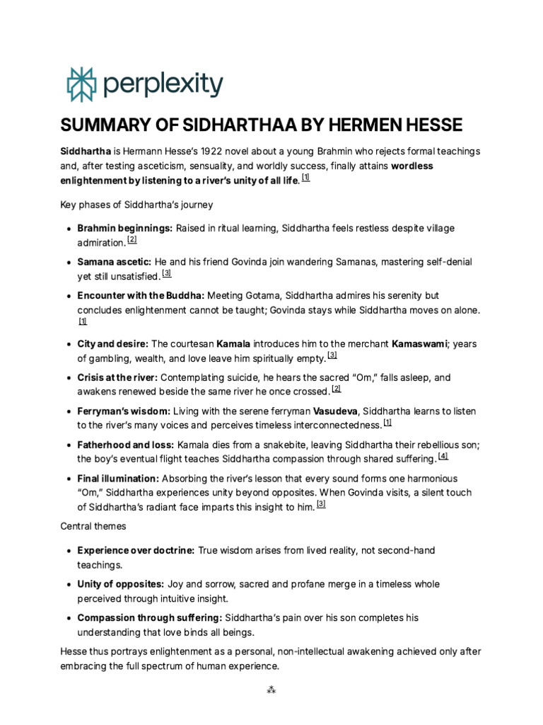 Summary of Sidharthaa by Hermen Hesse | PDF | Nāstika | Spirituality