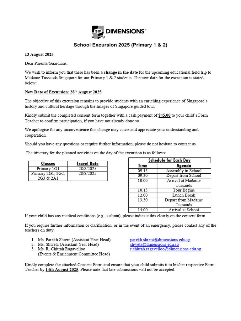 Notification Letter Primary 1 2 Updated | PDF