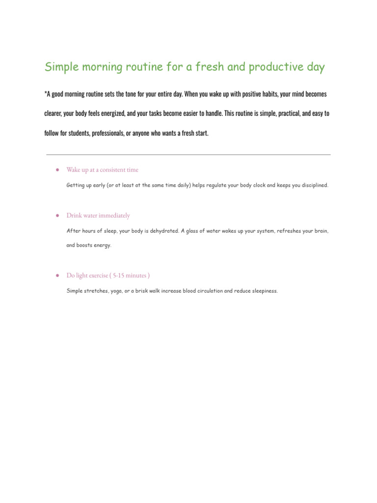 Effective Morning Routine for Success | PDF