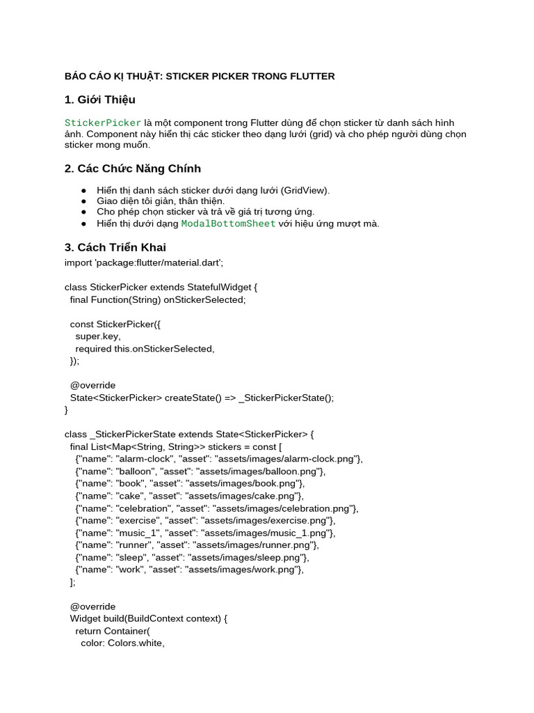 Sticker Picker Trong Flutter | PDF