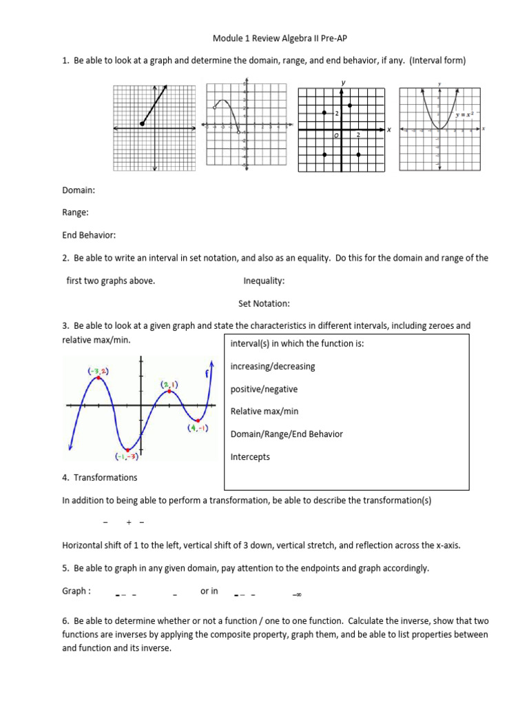 1.6 Module 1 Review Algebra II DL | PDF | Function (Mathematics ...