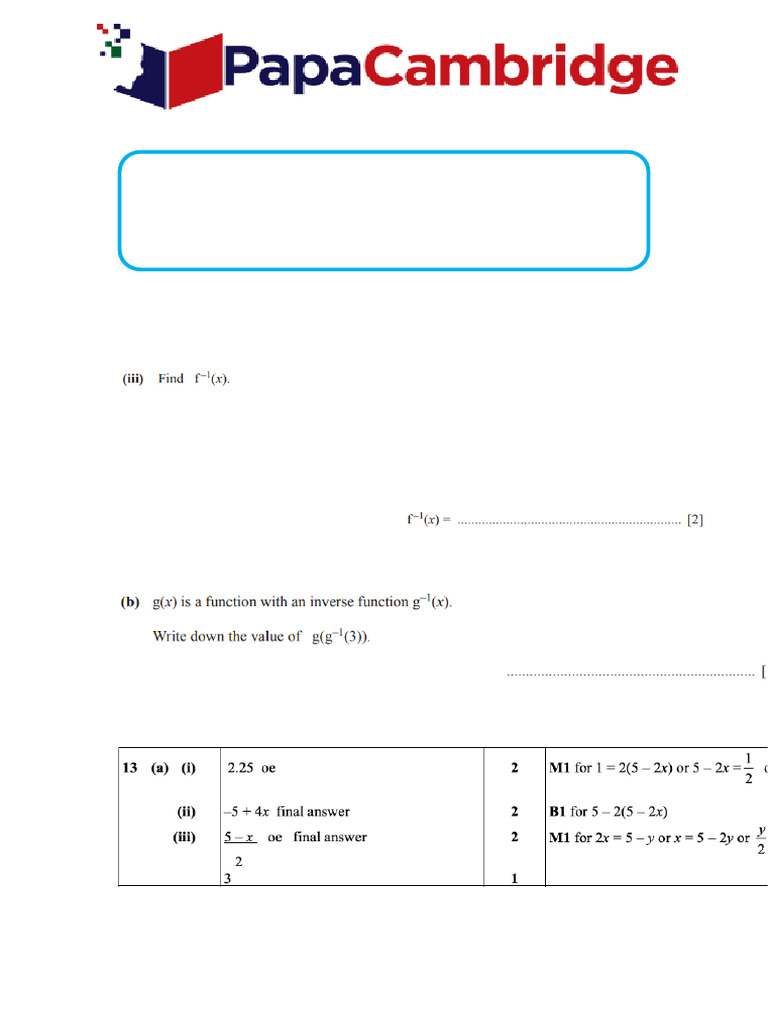 iGCSE Functions Q&A Guide | PDF