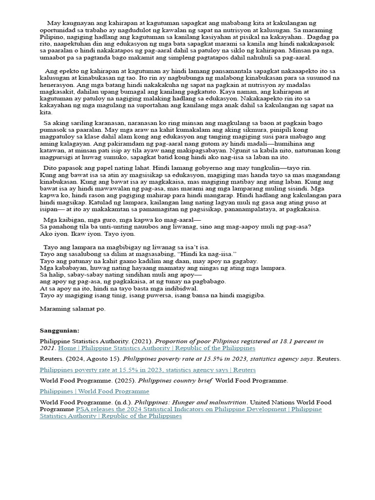 Talumpati Kahirapan | PDF