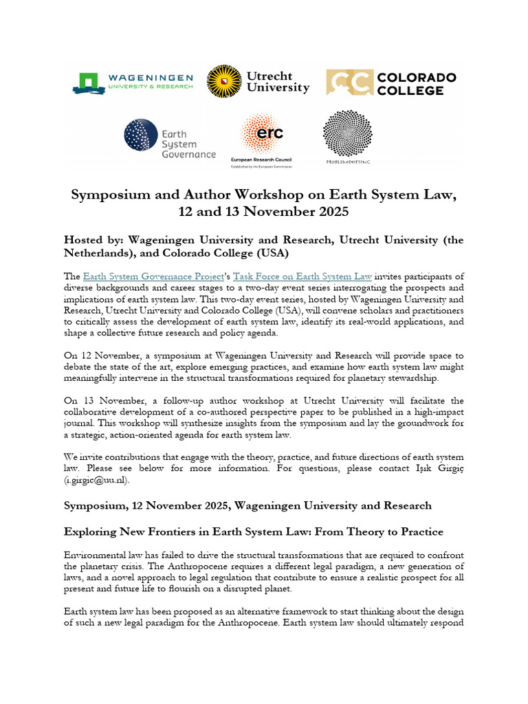 Earth System Law Symposium 2025 | PDF | Science | Liberal Arts Education
