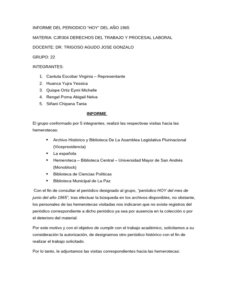 INFORME DEL PERIODICO | PDF