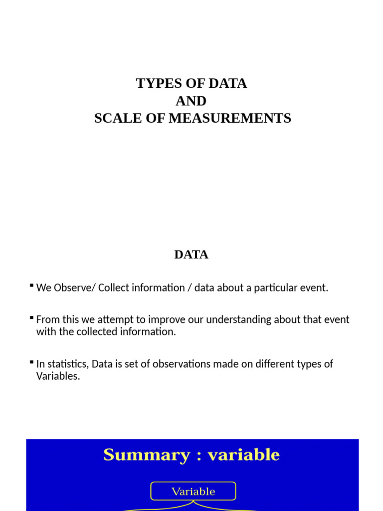Types of Data & Scales of Measurement | PDF | Level Of Measurement ...