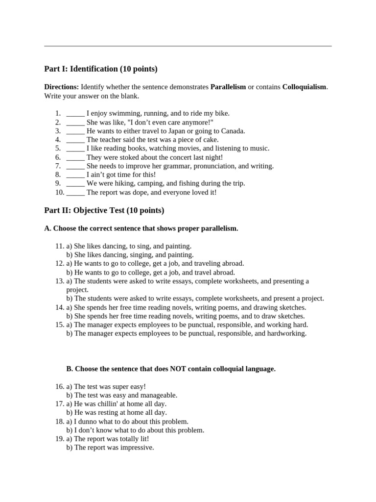 Activity Parallelism and Colloquialism | PDF