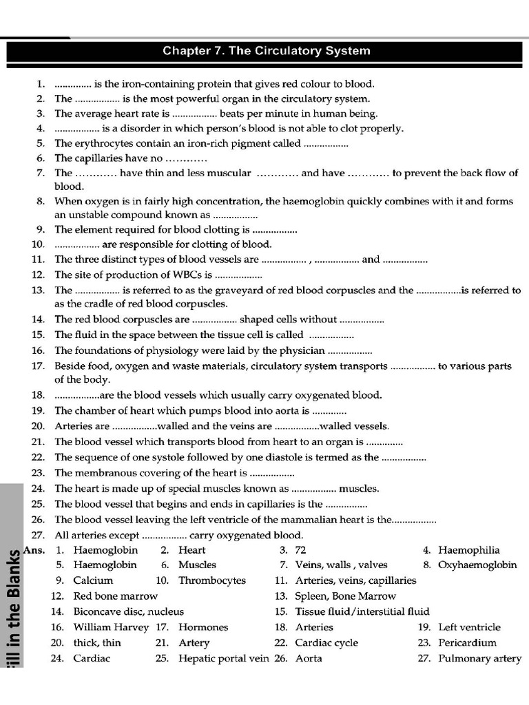 Circulatory System 10 Question BANK | PDF