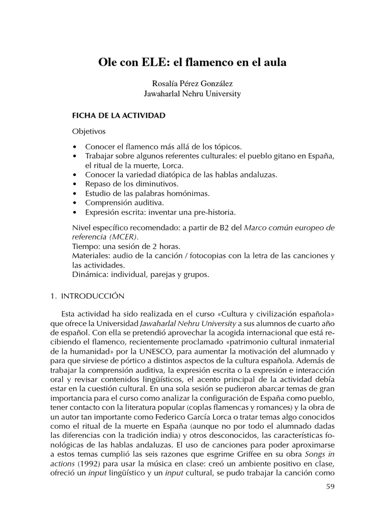 Flamenco en el Aula: Actividades Culturales | PDF | Canciones