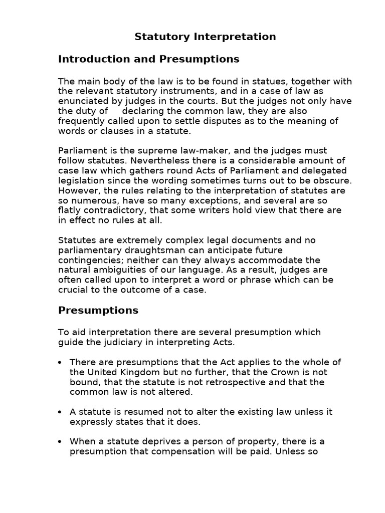 Statutory Construction | PDF | Plain Meaning Rule | Statutory ...