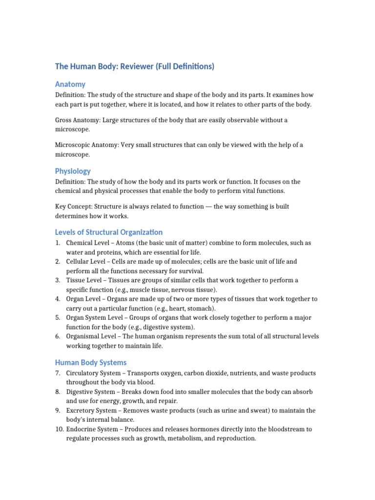 Human Body Anatomy and Physiology Guide | PDF | Human Body | Anatomical ...